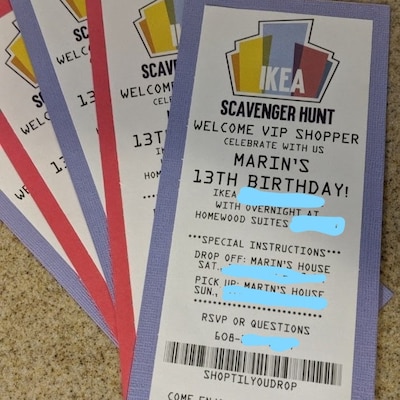 Mall Scavenger Receipt Invitation, Birthday Party Receipt Invite ...