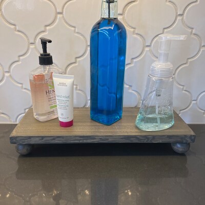 Wood Riser, Ball Leg Wood Tray, Farmhouse Decor, Rustic Tray, Riser ...