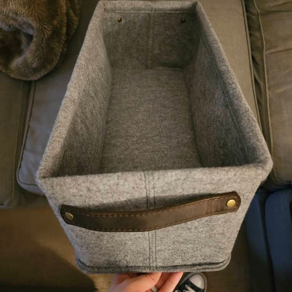 Storage Basket With Handle, Custom Size Basket and Bins, Felt Basket ...