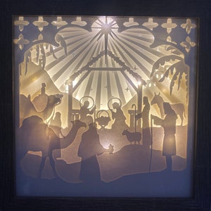 Decorative Nativity Scene Light up Shadow Box, Nativity Christmas Decor ...