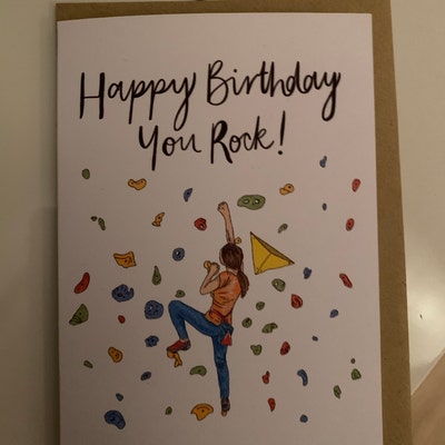Rock Climbing Birthday Card Girl Climbing Birthday Card Birthday Girl ...