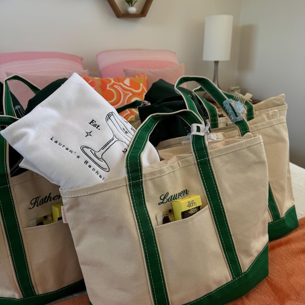 Personalized Ironic Tote, Monogram Embroidered Boat Bag, Custom Tote ...