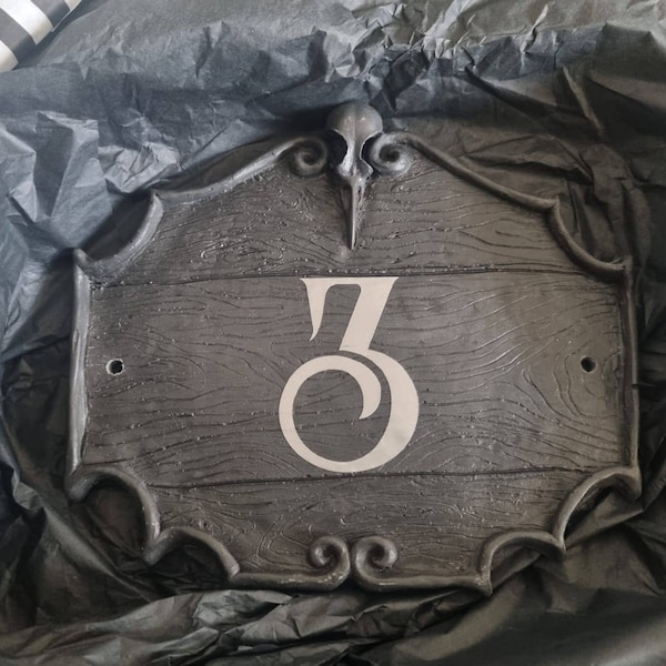 House Door Number Sign Gothic Plaque - Custom Made Outdoor Wall Plaque ...