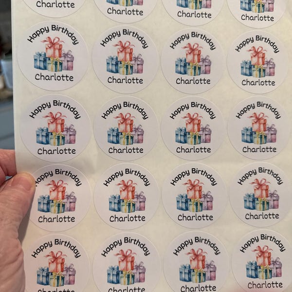 Personalized Birthday Stickers - Custom Name Labels for Party Favors ...