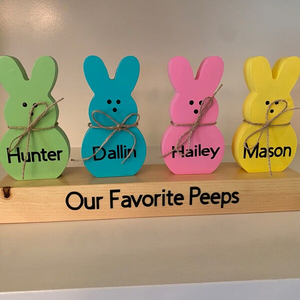 Personalized Hand Painted Easter Peeps, Custom Wooden Bunnies, Peeps ...