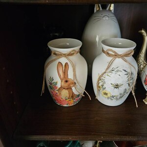 Two Buffalo Check & Jute Farmhouse Vases With Greenery - Etsy