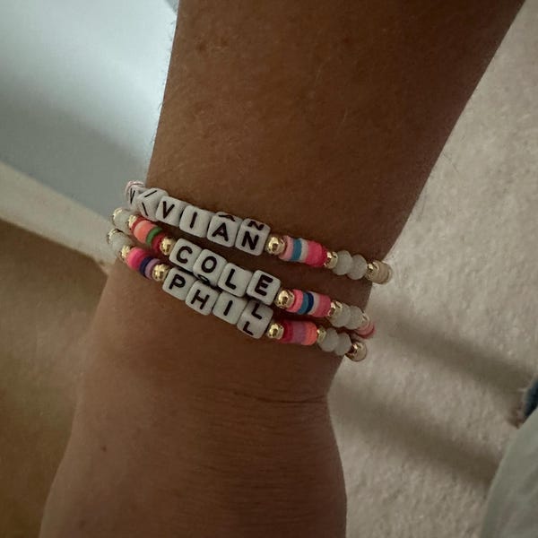 Spring Letter Bead Bracelet Custom Heishi Bracelet Stack Custom Name ...
