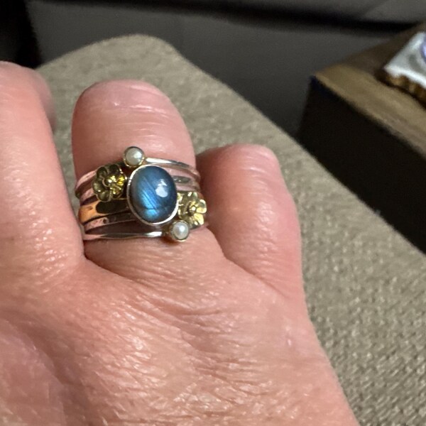 Sterling Silver Heart Dangle Charm Ring Love Ring for Her Silver ...