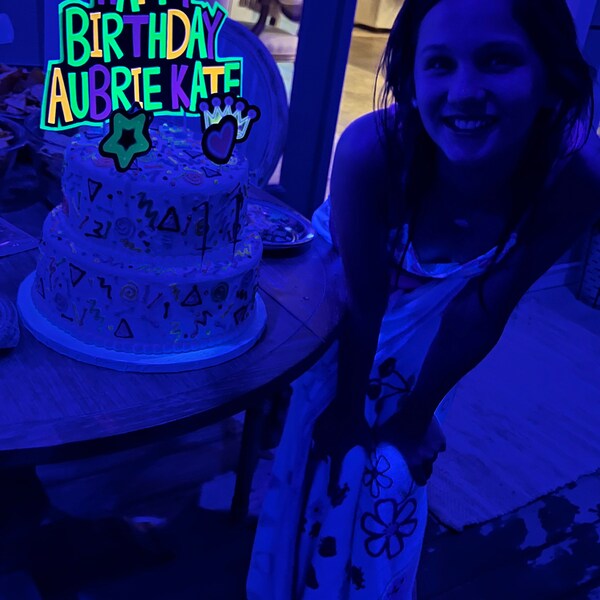 Glow Party Cake Topper, Neon Birthday Cake Topper, Personalized Cake ...