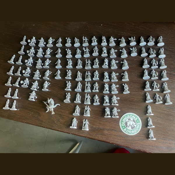 100 Silver Dnd Miniatures 100-piece Set: Dungeons and Dragons RPG Minis ...