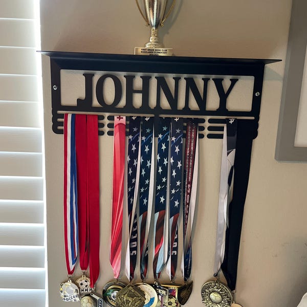 Baseball Custom Name Trophy Shelf and Medal Hanger Medal Holder Custom ...