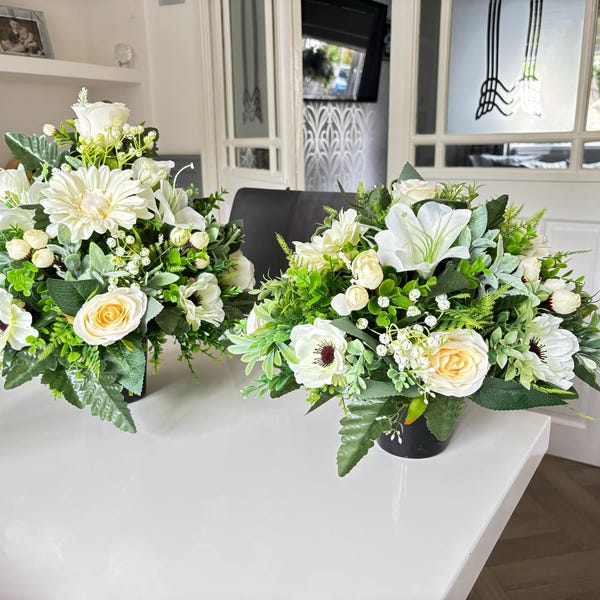 Round Grave Flowers Funeral Tributes, Artificial Grave Flowers, Silk ...