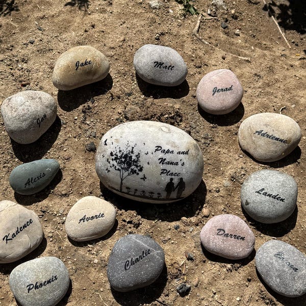 7in Grandma Garden Rock 3in Name Stones Add Kids Custom Order Carved ...