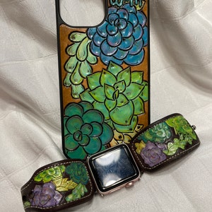 Custom Tooled Leather Concho Cell Phone Case | Etsy