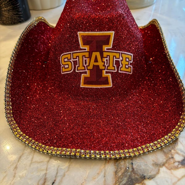 College Themed Glitter Cowboy Hat | Customizable Cowgirl Hat Made to ...