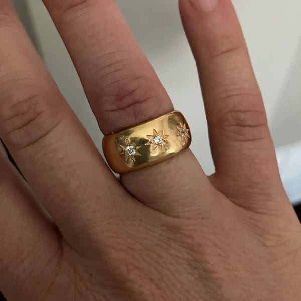 14K Gold and White Gold Multi Link Connected Ring, Stacking Rings With ...