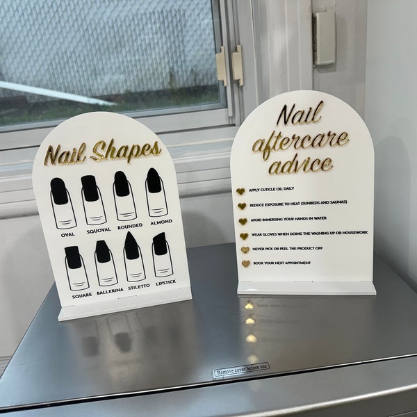 Bundle: Nail Sign and Stand Desk Sign Bundle | Nail Aftercare Sign ...
