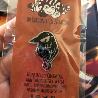 Furious Crow Cute Black Bird Hard Enamel Pin - Etsy