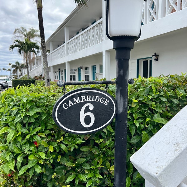 Oval Hanging House Number Sign, Signpost Sign, Wood Grain Address Sign ...