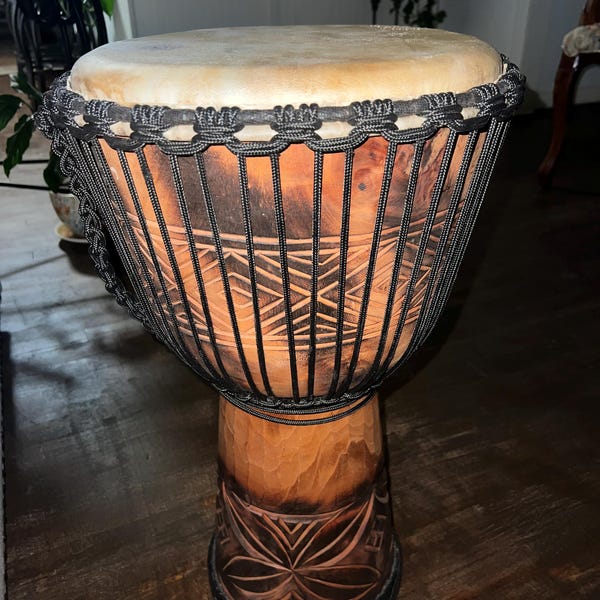 Handmade 20" Tall Deep Carved Djembe Bongo Drum DRAGON, M21 + FREE Head ...
