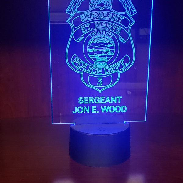 NYPD Police Proud Family Gift Light - Engraved Acrylic Color Changing ...