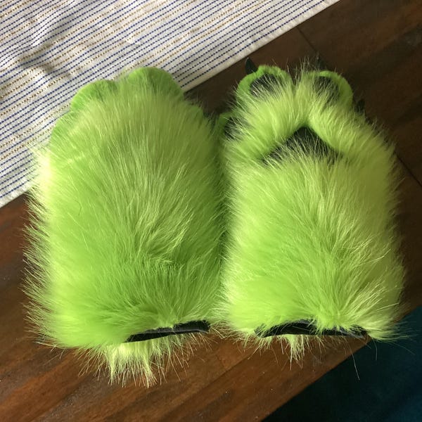 Elf Green Furry Hand Paws 4-finger Gloves | Fluffy Fursuit Partial ...