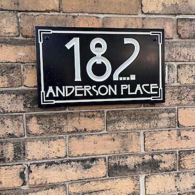 Arts and Crafts Address Sign Engraved Designer House Numbers. Choice of ...