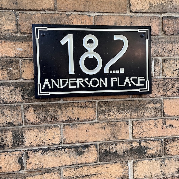 Arts and Crafts Address Sign Engraved Designer House Numbers. Choice of ...