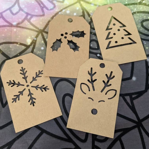 Set of 8 Christmas SVG Gift Tags - Christmas Tree, Snowflake, Candy ...