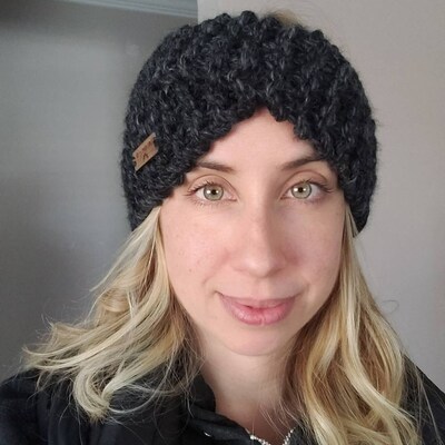 Knitting Hat Pattern Knit Double Brim Tuque Red Slouchy Beanie Pompom ...