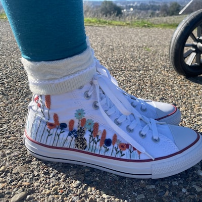 Custom Converse Chuck Taylor 1970s/embroidered Fire Converse/fire ...