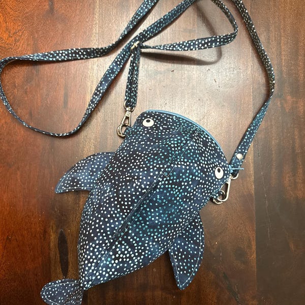 Dotted Whale Shark Crossbody Bag, Shark Pencil Case, Blue Zipper Pencil ...