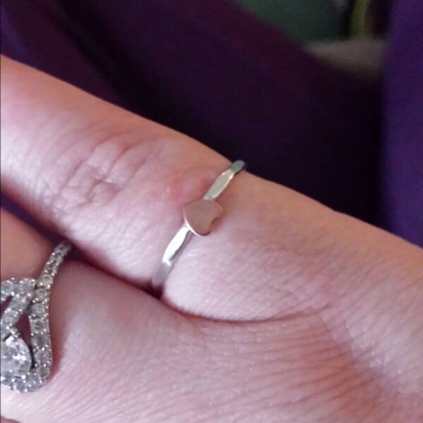 Copper Heart Stack Ring, Stack Ring, Sterling Silver Stack Band Ring, Heart Ring, Custom Stack ...
