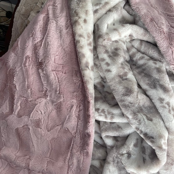 Frosted Lynx Minky Throw Blanket, Christmas Gift, Animal Print Minky ...