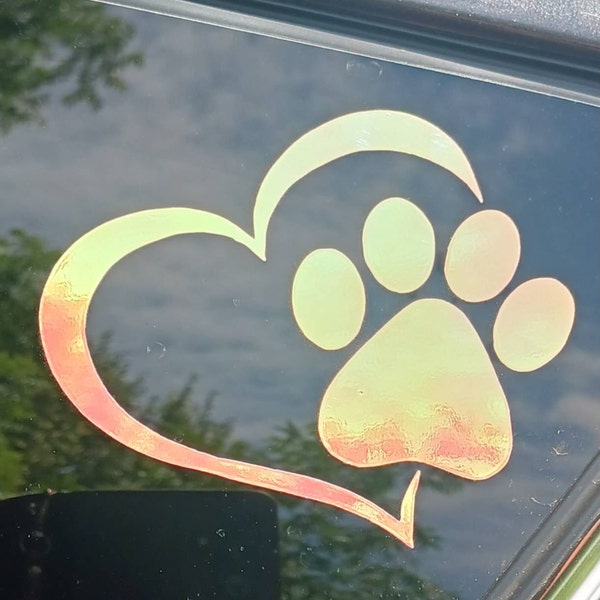 Paw Print Sticker, Heart Paw Decal, Paw Print Car Window Decal, Paw ...
