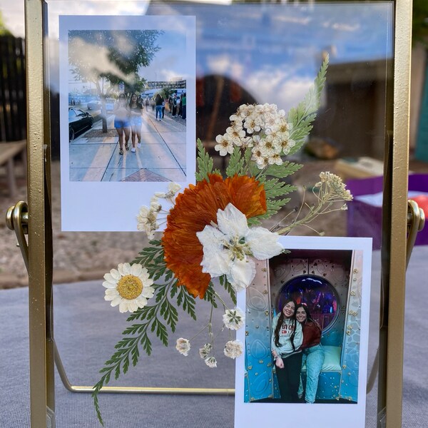 Personalized Polaroid Picture Frame With Real Pressed Flowers, Custom ...