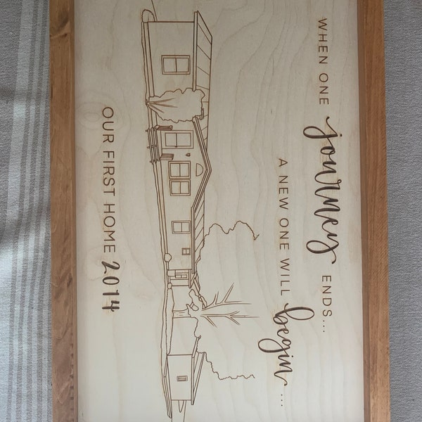 Custom Hand Drawn House Sign - Wood Engraved House Portrait ...