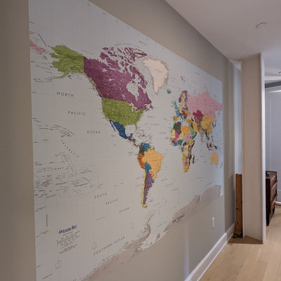 Giant Colorful World Map Wall Mural Removable Wallpaper Map of the ...