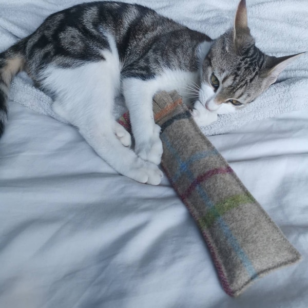 Large Tartan Catnip Kicker-kitty Kickers-handmade Tweed Cat Toy-catnip Infused Kicker-catnip Cat ...
