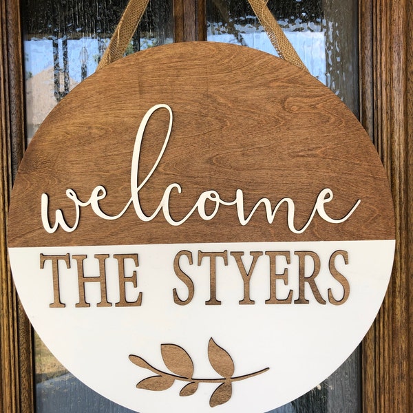 Mother's Day Gift, Welcome Sign, Family Name Sign, Hanging Door Sign ...