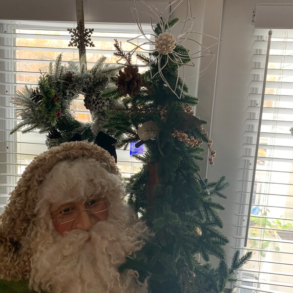 Elegant Tree Topper Star Silver and Black Bow Tree Topper Lightweight ...