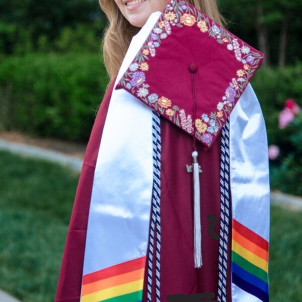 Embroidered Wildflower Graduation Cap Topper | Graduation Cap Topper ...