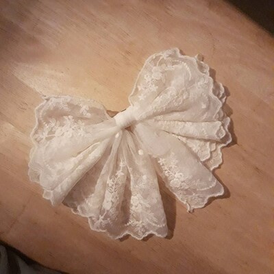 Floral Lace Drape Bow Translucent Mesh Bow Hair Accessory for Woman - Etsy