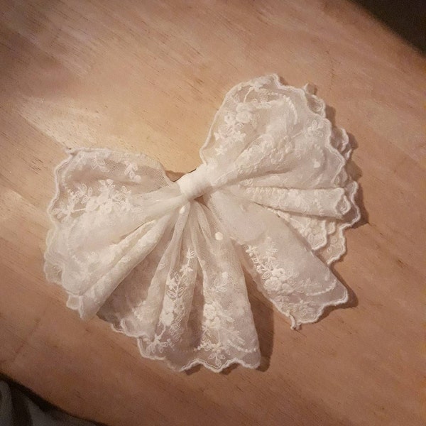 Floral Lace Drape Bow Translucent Mesh Bow Hair Accessory for Woman - Etsy