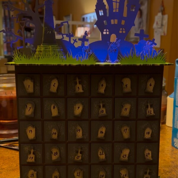 Personalized Halloween Countdown Advent Calendar Wooden Light up Zombie ...