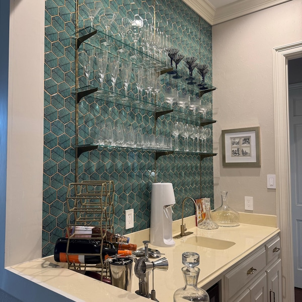 Green Geometric Honeycomb Kitchen Décor Peel and Stick Backsplash Tiles ...