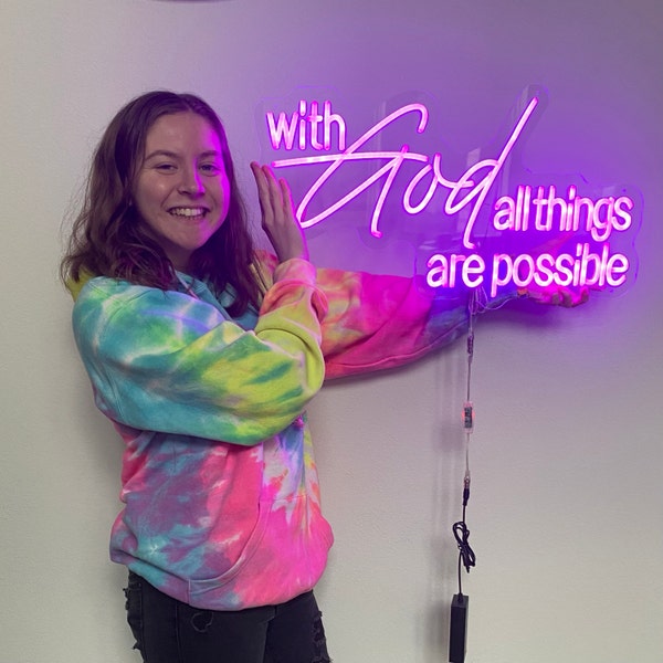 With God All Things Are Possible Neon Sign,matthew 19 26 Led Sign ...