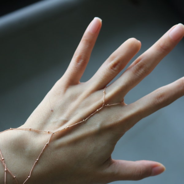 Delicate Ring Bracelet - Gold Dainty Ring Bracelet - Gold Finger ...