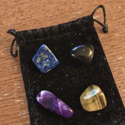 PSYCHIC ATTACK BLOCKER Tumbled Crystal Healing Set 4 Gemstones W ...