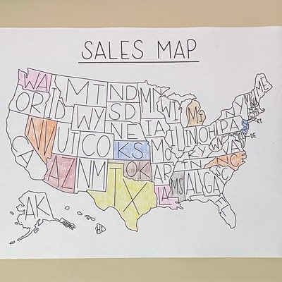 United States Sales Map Coloring Page to Color in Procreate, Printable ...